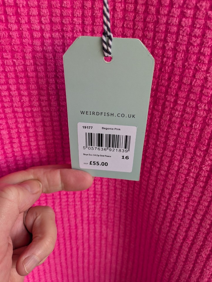 Weird Fish Womens Quarter Zip Grid Fleece Size 16 Begonia Pink New With ...