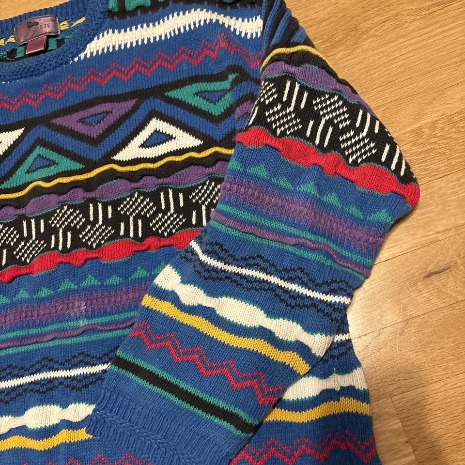 Concrete Mix Sweater Mens Large Blue Coogi Style Notorious BIG Biggie ...