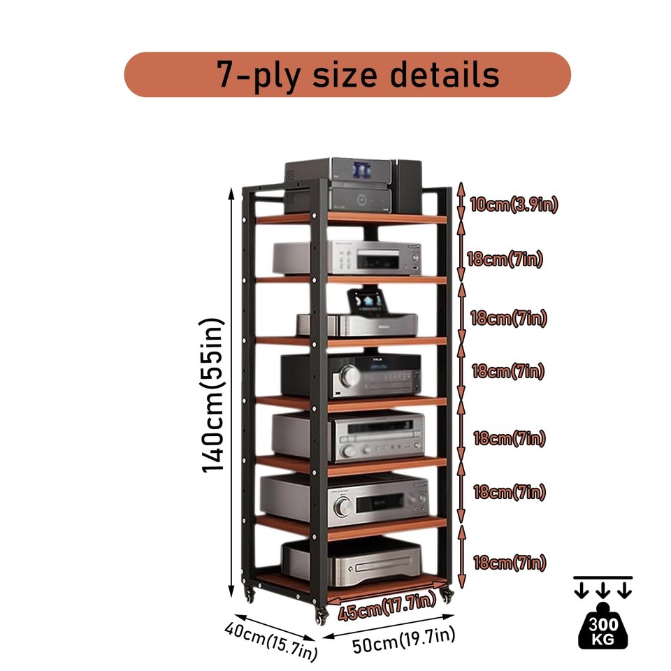 7 Tier Audio Rack Tower, CD Record Player Stereo Receiver AV Equipment ...
