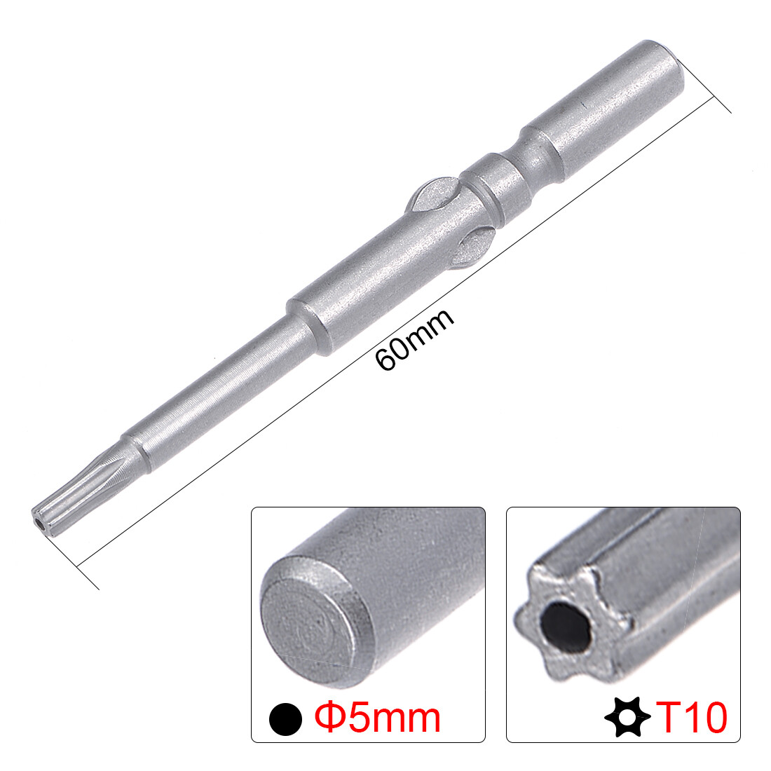 5 Pcs 60mm Long 5mm Dia Shank T10 Magnetic Torx Security Screwdriver ...