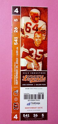 '13 Cleveland Browns NFL Football LEGENDS Photo Tic Stub Kosar Chubb ...