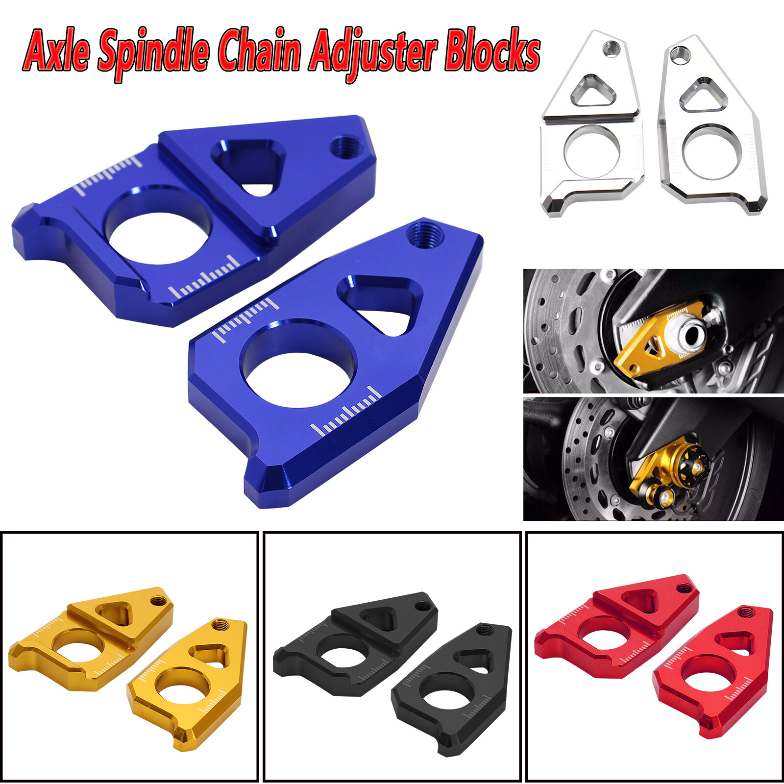 2PCS Rear Axle Spindle Chain Adjuster Blocks For Yamaha TMAX 530/FZ8 ...