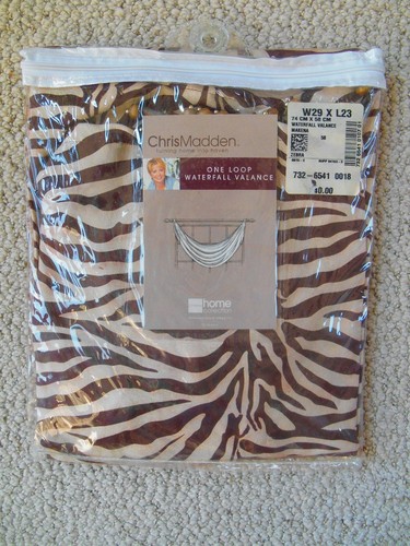 Chris Madden one loop Waterfall Valance zebra stripe motif with beaded ...