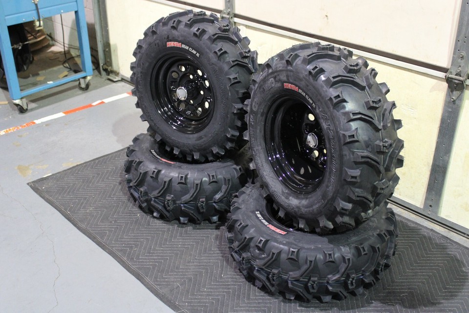 YAMAHA KODIAK 400 SRA 25" XL BEAR CLAW ATV TIRE QB BLACK ATV WHEEL KIT ...