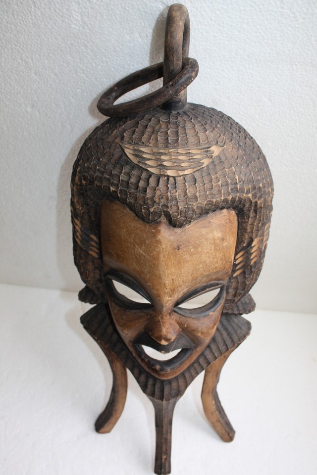 Old Vintage Hand Carved Decorative Wooden Mask Wood Art Home Decor ...