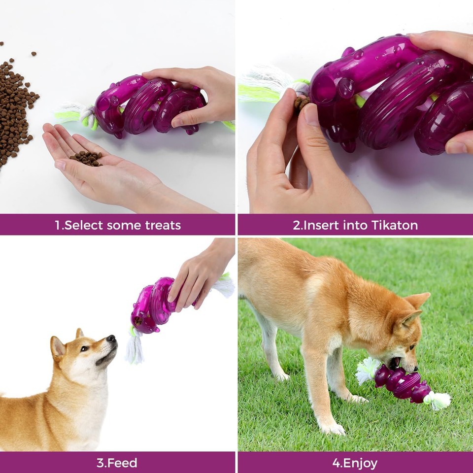 Tikaton Treat Dispensing Dog Toy Interactive Chase Fetch Training Game ...