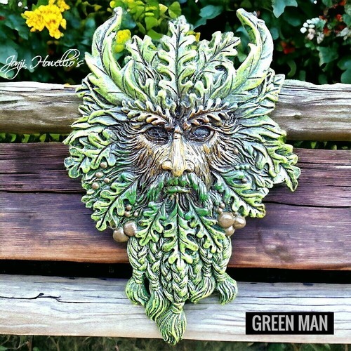 Green Man Garden Wall Plaque Forest God Tree Spirit Leaf Face Sculpture ...