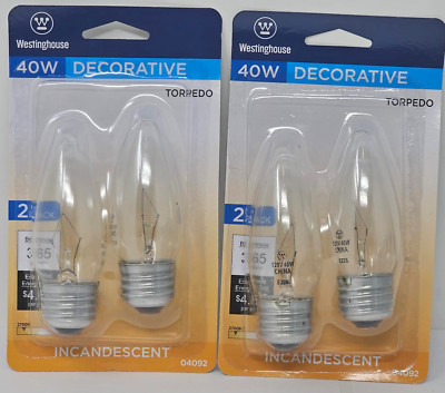 Westinghouse 04092 B11 Torpedo Ceiling Fan Light Bulb 40 Watt Clear E26 ...