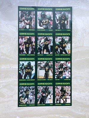 1999 OREGON DUCKS Football Cards Uncut Sheet Pepsi Droughns Sirmon Patu ...
