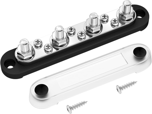 12V Negative Bus Bar – 4x5/16" Terminal Studs for Automotive, Marine ...