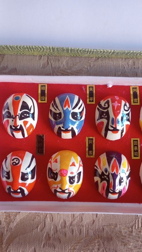Vintage Chinese Miniature 10 Hand Painted Opera Masks Mask In Box Asian ...