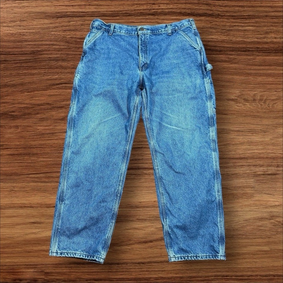 Carhartt B236 DST Flannel Lined Washed Denim Dungaree Fit Carpenter 42 ...