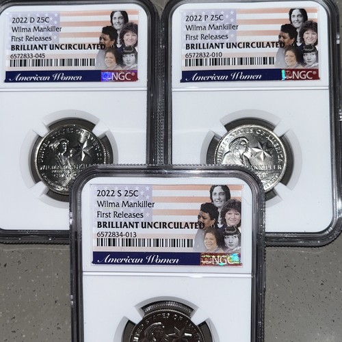 2022 PDS WILMA MANKILLER NGC BRILLIANT UNCIR AMERICAN WOMAN QUARTER 1st ...