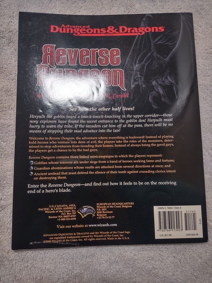 Dungeons and Dragons - Reverse Dungeon Bruce R. Cordell, John D ...