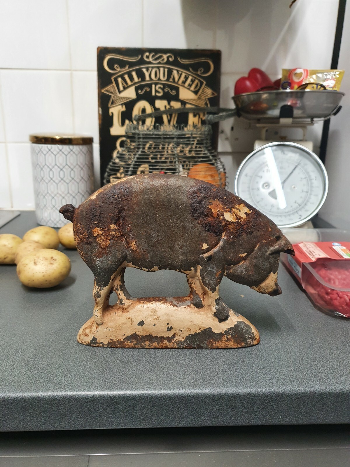 Vintage rustic Heavy Cast Iron Pig Door stop. Beautiful perrtina | eBay