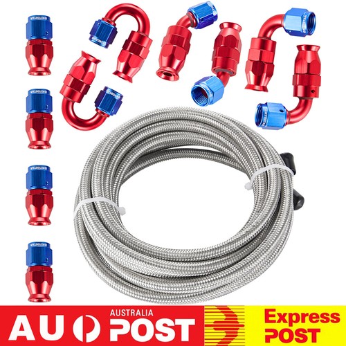 16FT Stainless Steel AN6 5/16" PTFE E85 Braided Fuel Line Fitting Hose ...