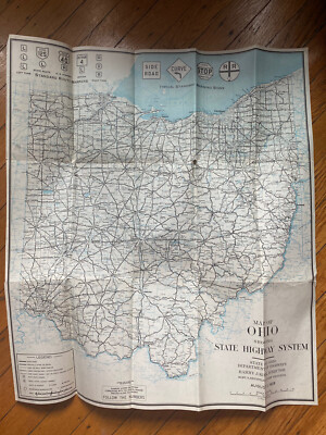 IL, IN, MI, OH, WI - Ohio Authentic 1910 Antique Highway Map