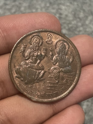 Copper Shiri Lakshmi Ganesh Ji Half Anna Hindu 1818 Old Temple Token ...
