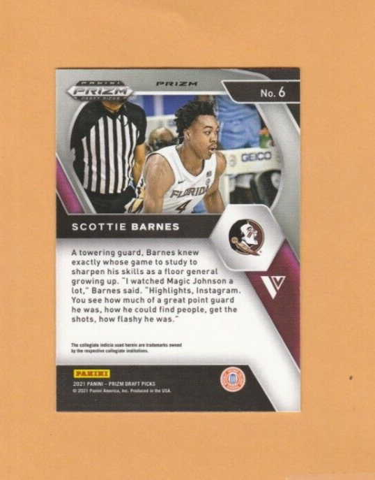 2021 Prizm Draft SCOTTIE BARNES RED CRACKED ICE ROOKIE Toronto Rapters ...