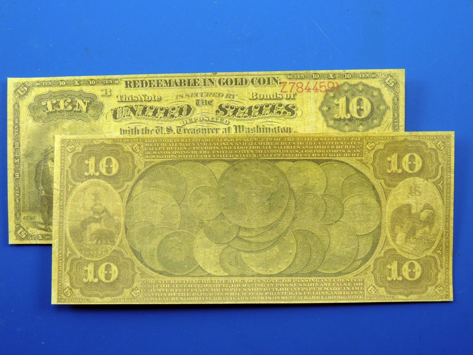 Reproduction $10 1875 National Gold Bank Note US Paper Money Currency ...