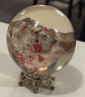 Plum Blossom-Cinnabar Balls Gem Quartz Crystal FENG Shui Sphere 159G ...
