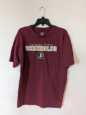 FSU Shirt Mens L Red Logo Seminoles Embroidered T Shirt College Sports ...