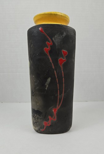 Ceramic Art Pottery Vase By Fred Stodder Raku Red Yellow Gteen | eBay