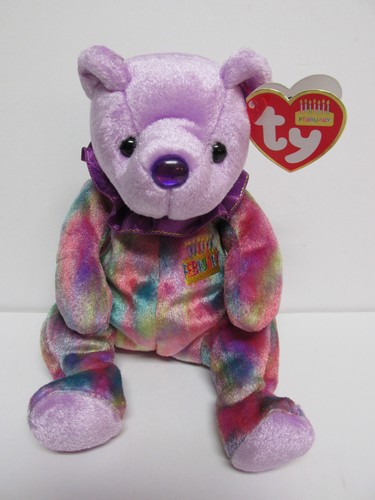 Ty Beanie Baby February with 'Ruffle' Birthday Bear Collection New w ...
