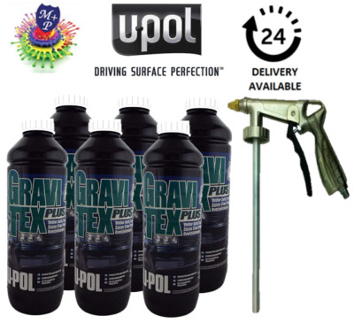 Upol Gravitex White Stone Chip Protector x 6 + Underbody Spray Gun ...
