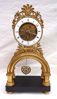French Empire Skeleton Clock Ormolu Engraved Bronze Paris Movement 1810 ...