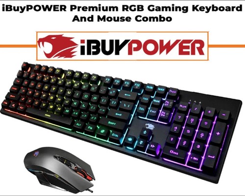 iBuyPower Chimera KM1 Premium RGB Gaming Keyboard + Mouse Combo, Black ...