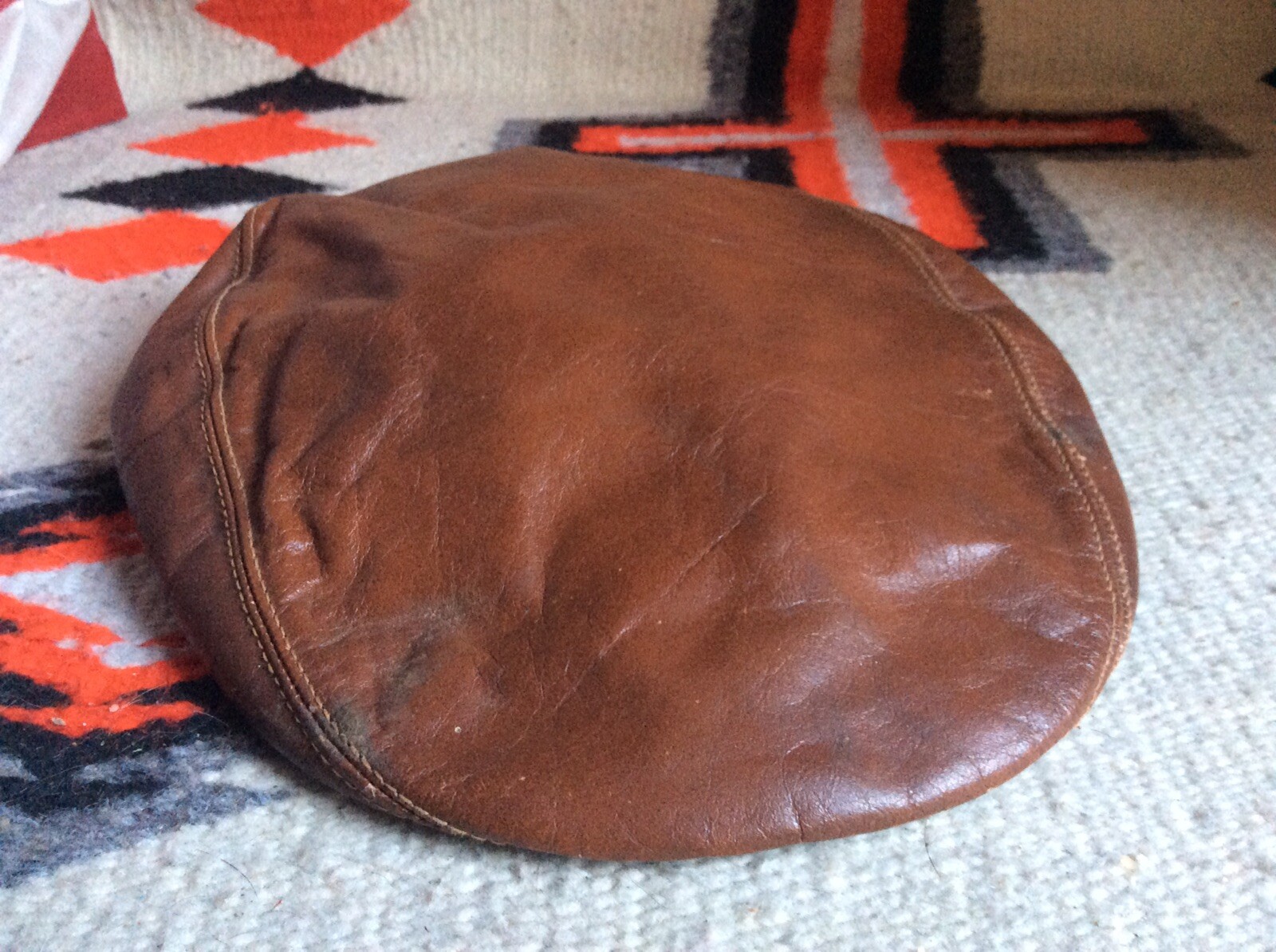 Vintage Henschel Scully Brown Leather Newsboy Hat Lar… - Gem