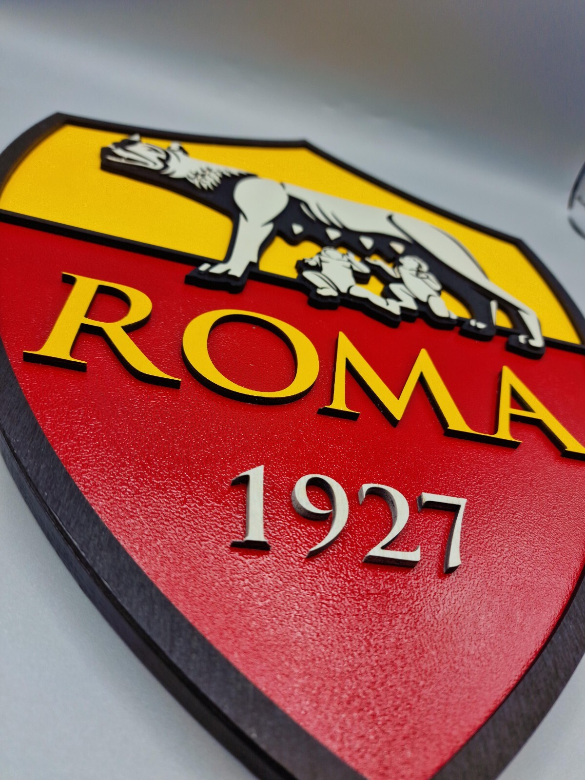 Logo AS Roma in legno, Scudetto AS Roma calcio, Stemma 3D AS Roma ...