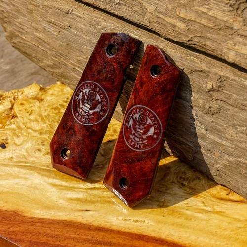 Ed Brown 1911 Bobtail Custom Made Gold Amboyna Burl Lumber Wood Fits ...