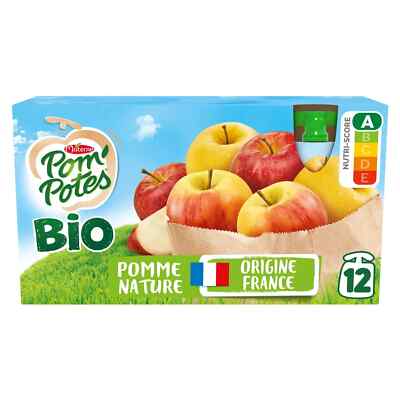 lot 12 Compotes pomme nature bio sans sucres ajoutés POM'POTES 90 gr | eBay
