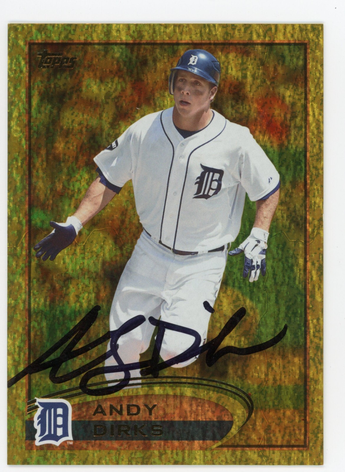 SIGNED BASEBALL CARD AUTO TOPPS 2012 ANDY DIRKS DETROIT TIGERS SPARKLE ...