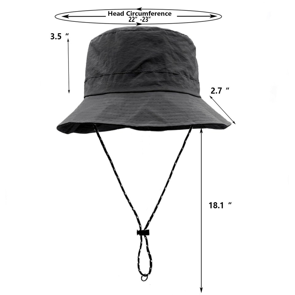 Waterproof Bucket Rain Hat with Chin Strap Quick Dry Packable Boonie ...