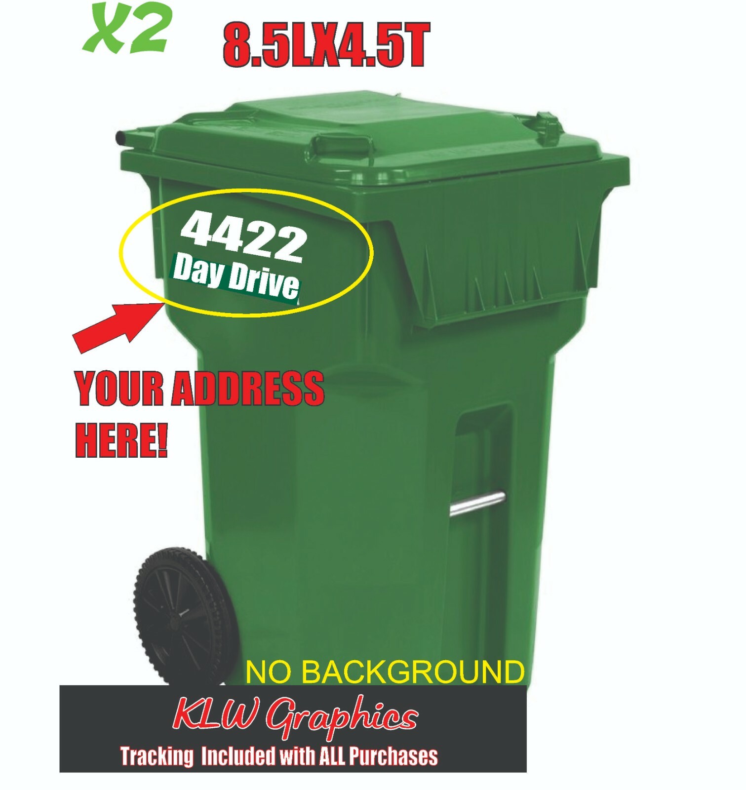 Garbage Can Vinyl Decal Sticker Custom Address Letter Trash Camping ...