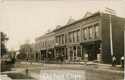 1900s RPPC Postcard MADRID IOWA Section Main Street Scene Horse Buggy ...
