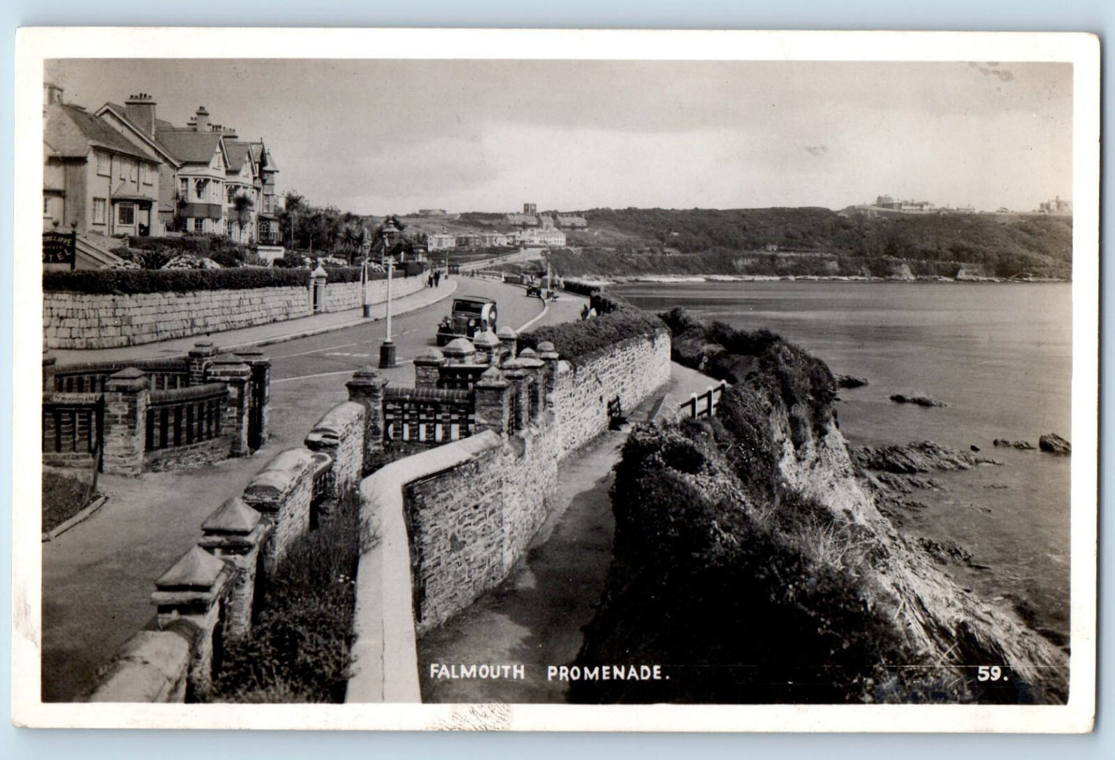 Cornwall England Postcard Promenade View of Falmouth c1940's Excel RPPC ...