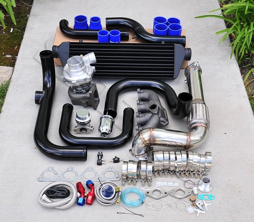 for Civic D15 D16 Bolt-On Turbo Kit Black Intercooler Pipe SQV bov Blue ...