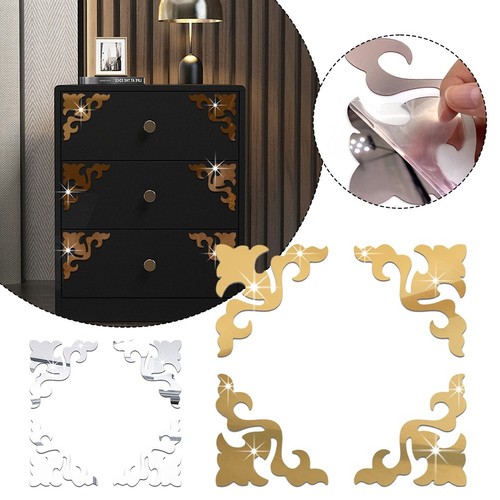 Stylish Acrylic Mirror Decals Set of 4 Wall Corner Edge Stickers DIY ...