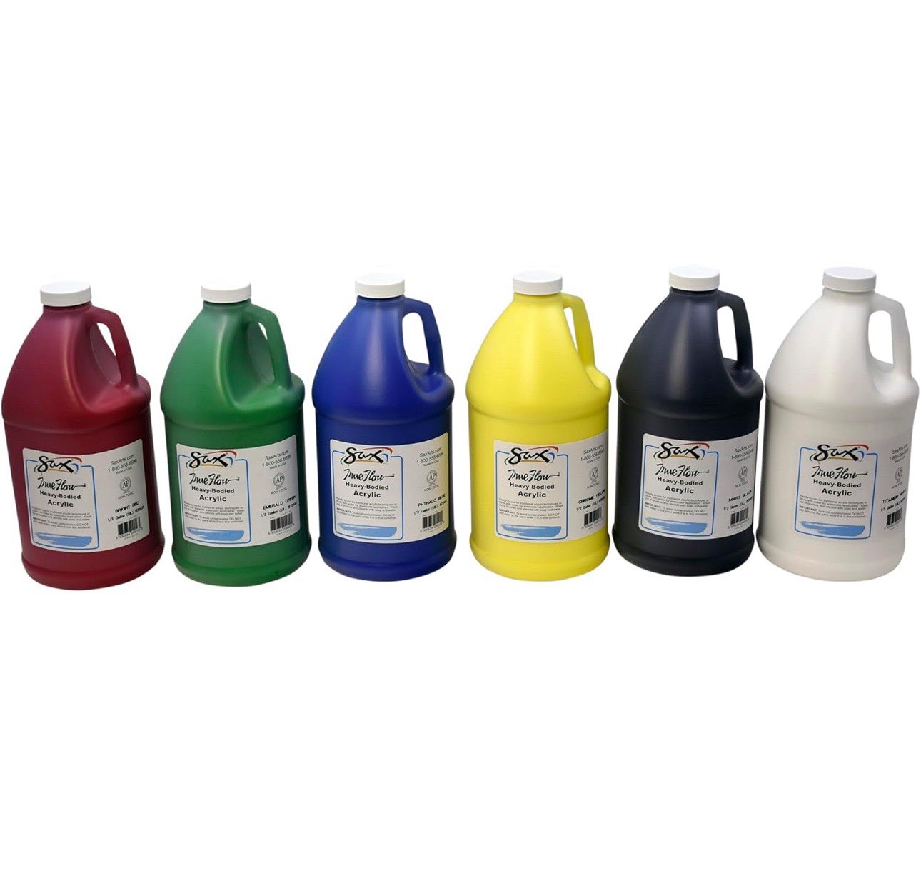 Sax Heavy Body Acrylic Paint, Half Gallons, Assorted Colors, Set of 6 ...