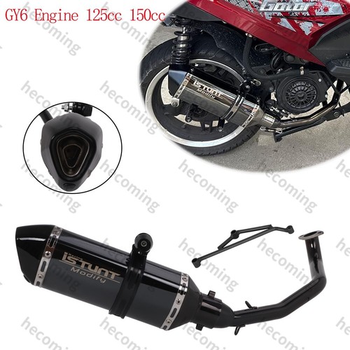 Full Exhaust System for GY6 Engine gy6 150cc 125cc Scooter Moped ATV w ...