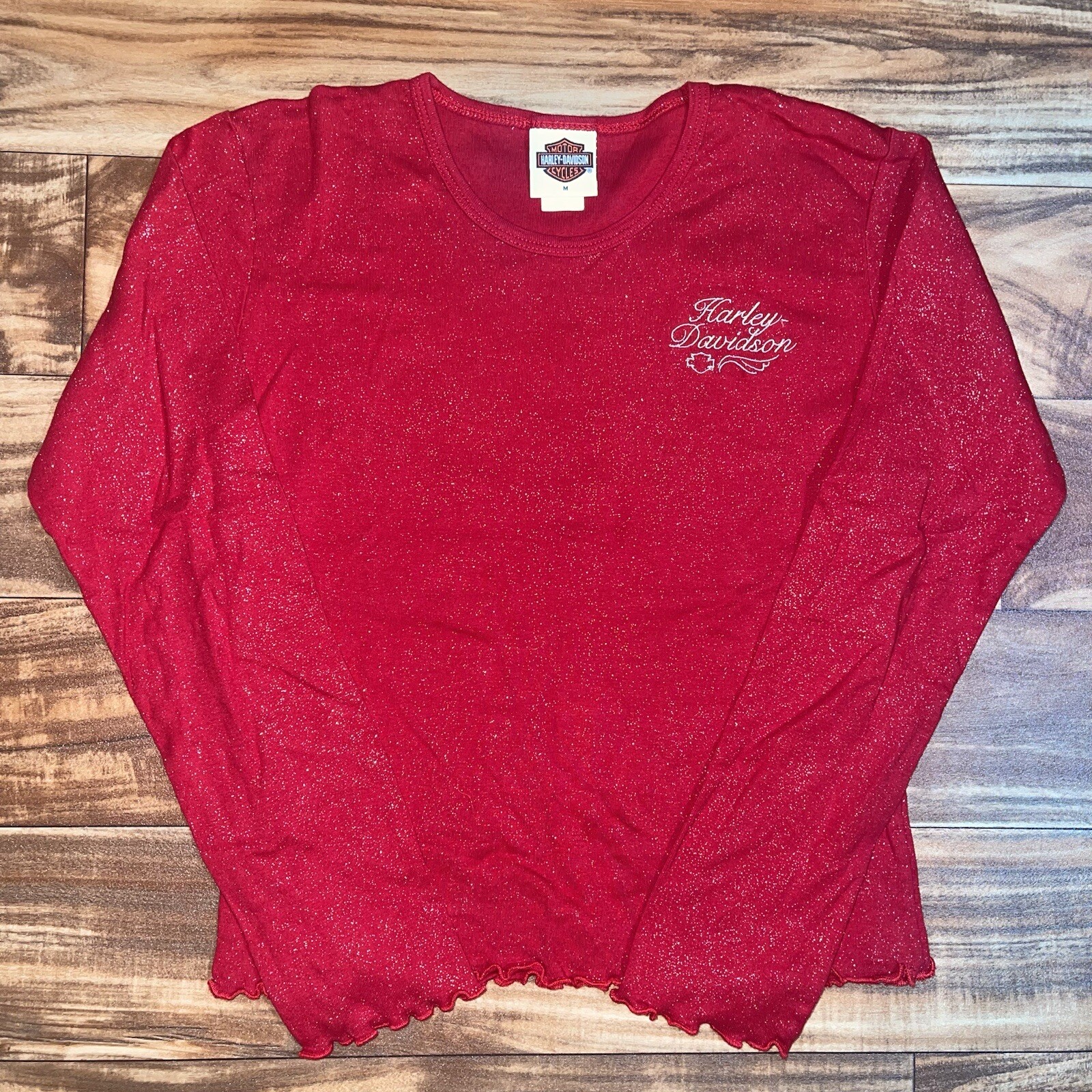 Harley Davidson Red Vintage Glitter Sparkle Shirt Siz… - Gem