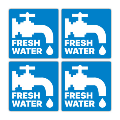4 x Fresh Water Stickers Caravan Motorhome Campsite Sink Labels - 60mm ...