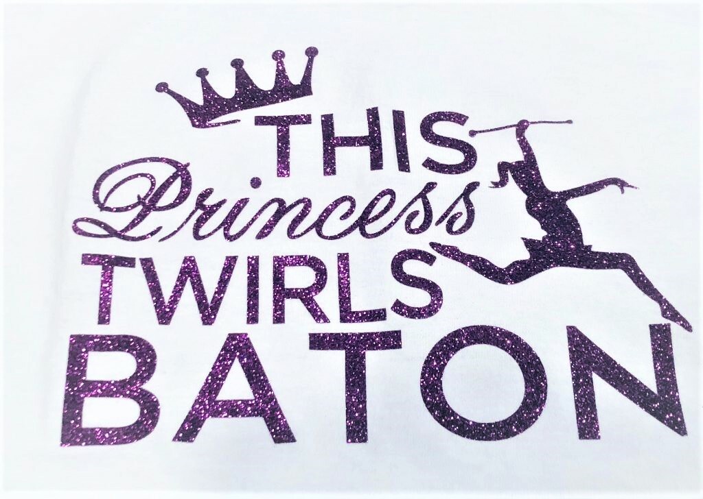 " THIS PRINCESS TWIRLS BATON " T SHIRT BATON TWIRLING PURPLE SPARKLE ...