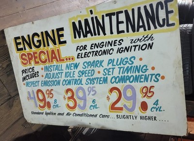 Vintage Engine Maintenance Shop Sign Great Color And Graphics Approx 36 ...