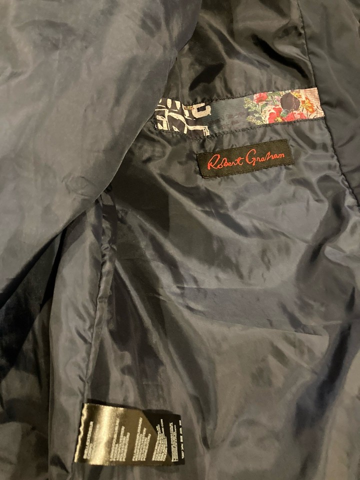 NWT Robert Graham Jacket Navy Blue Men’s Quilted Utility Collar ...