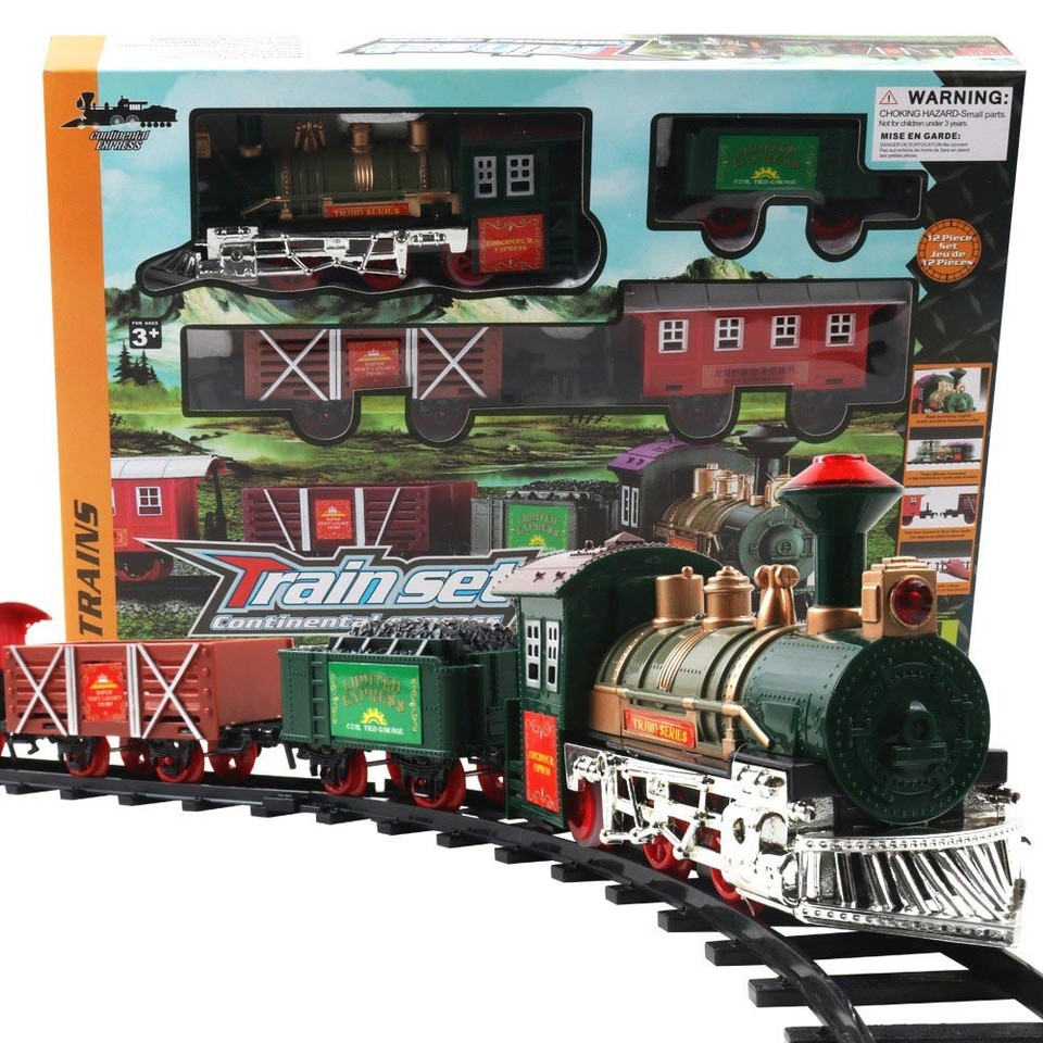 Train Toy Set Nostalgic Steam Locomotive With Sound LED Light ,Pretty ...